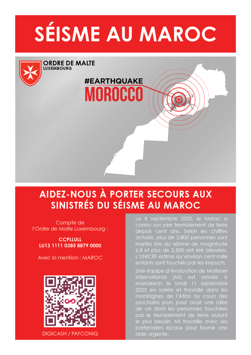 Séisme au Maroc – Ordre de Malte Luxembourg